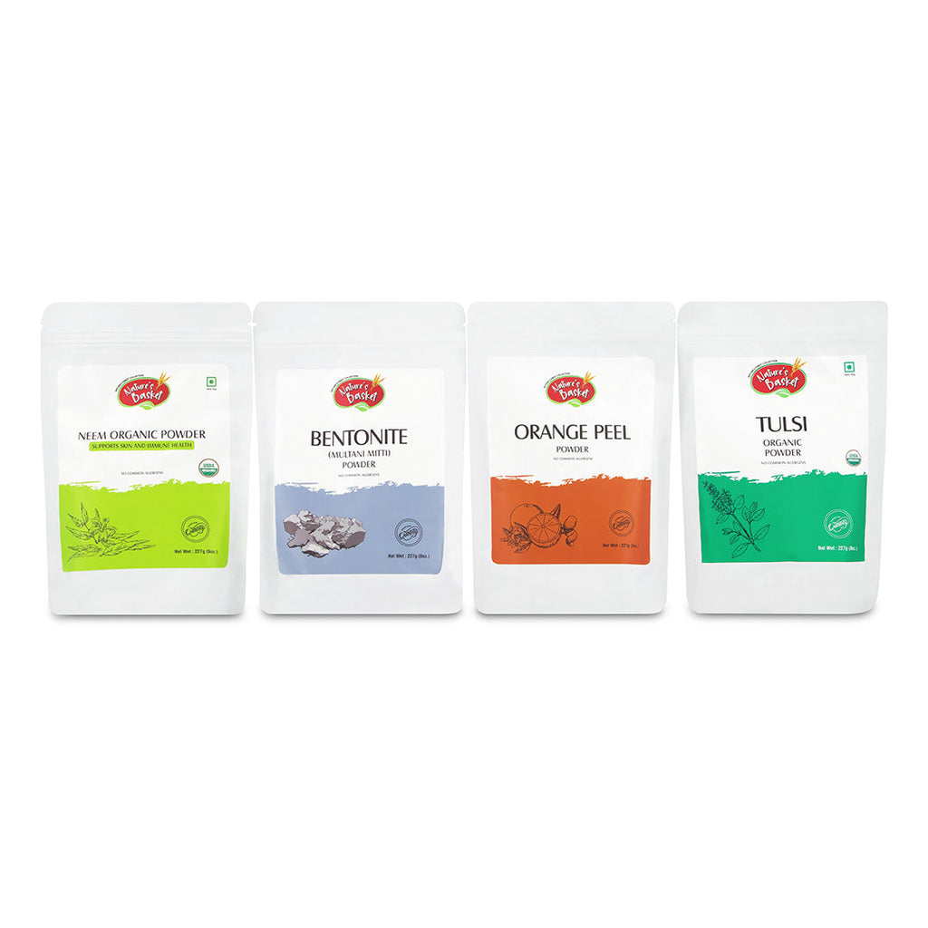 Blemish Free Bundle- Neem, Tulsi, Orange Peel & Bentonite(multani mitt ...